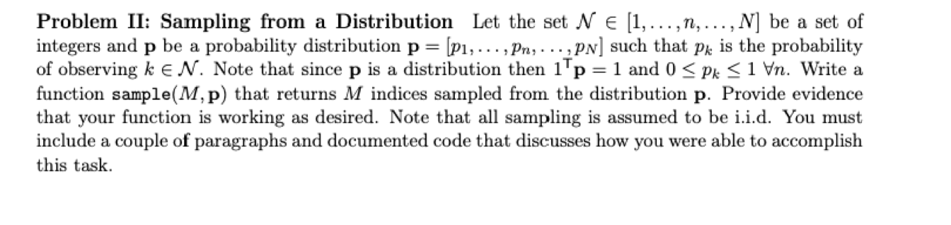 Problem II: Sampling from a Distribution Let the set | Chegg.com