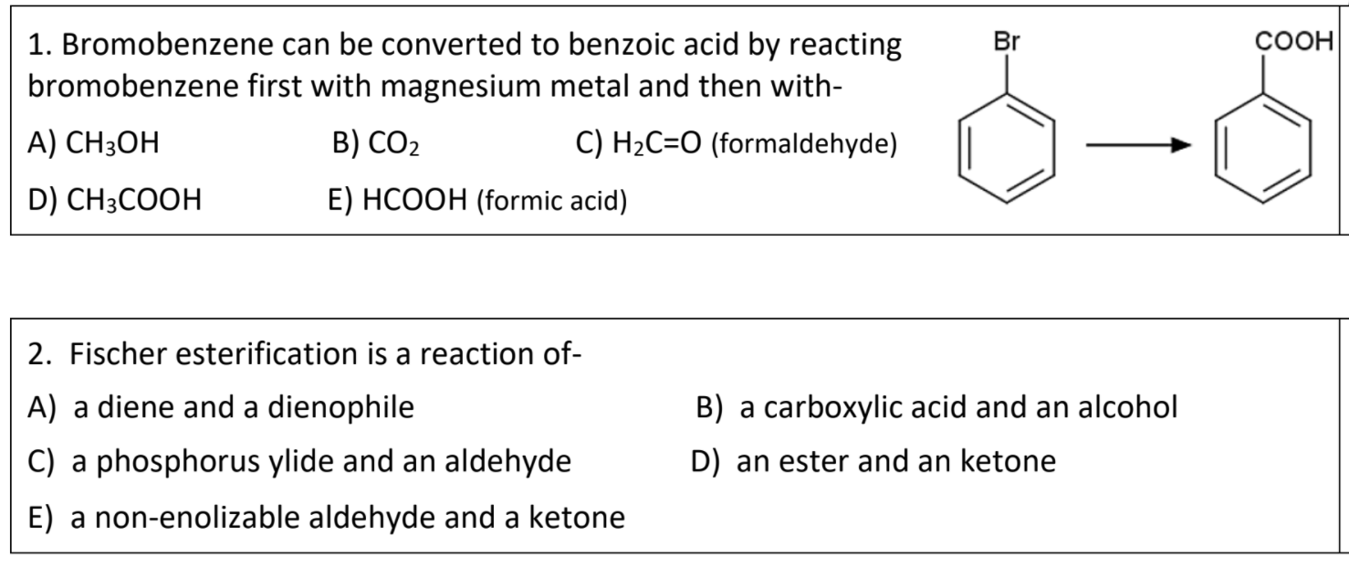 Solved Br COOH 1. Bromobenzene can be converted to benzoic | Chegg.com