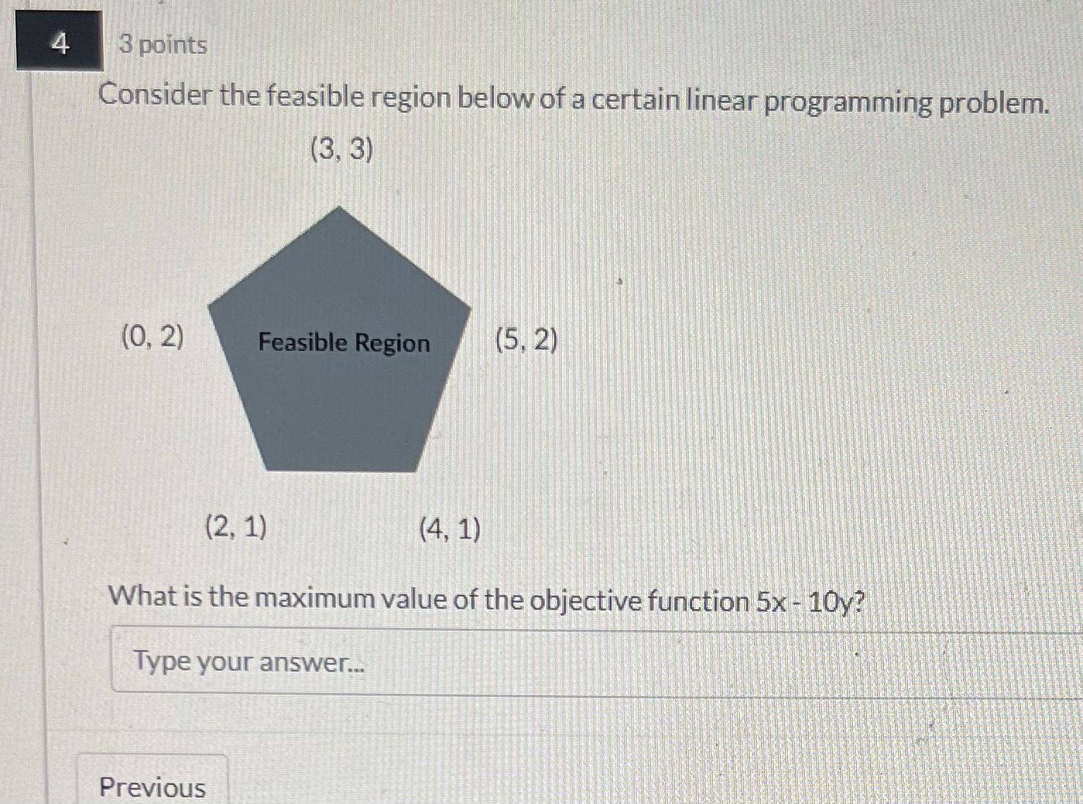 Solved Consider the feasible region below of a certain | Chegg.com