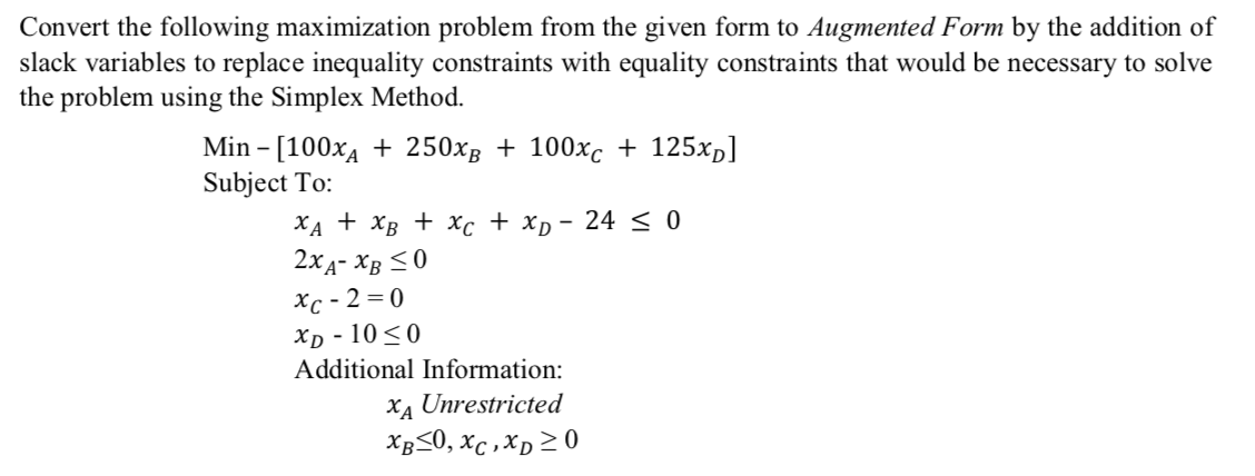 Solved Convert the following maximization problem from the | Chegg.com