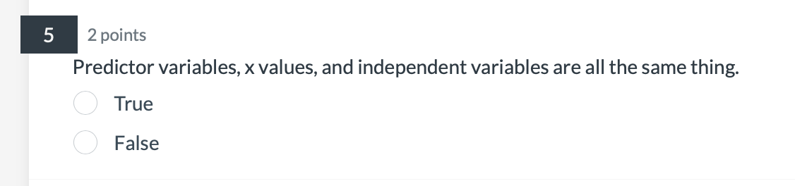 Solved 5 2 points Predictor variables, x values, and | Chegg.com