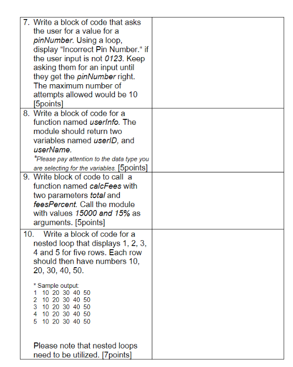 Solved 6. Write block of code for a countdown loop to | Chegg.com