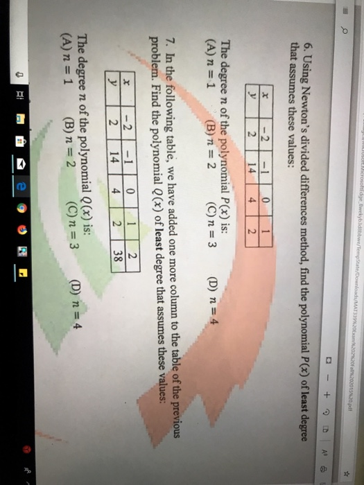 Solved 6. Using Newton's divided differences method, find | Chegg.com
