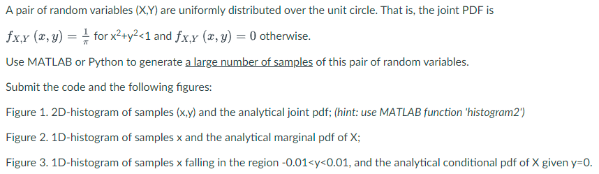 Solved A pair of random variables (X,Y) are uniformly | Chegg.com
