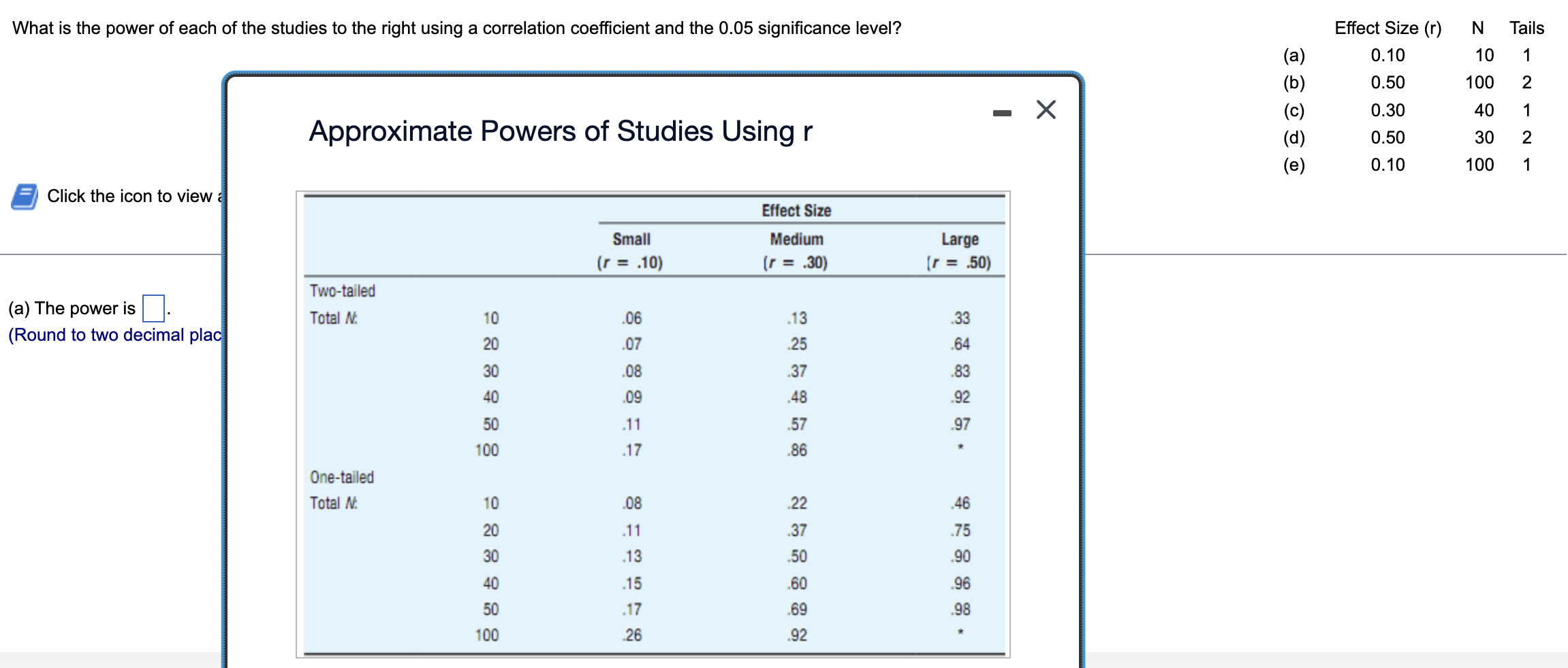 Solved What is the power of each of the studies to the right | Chegg.com