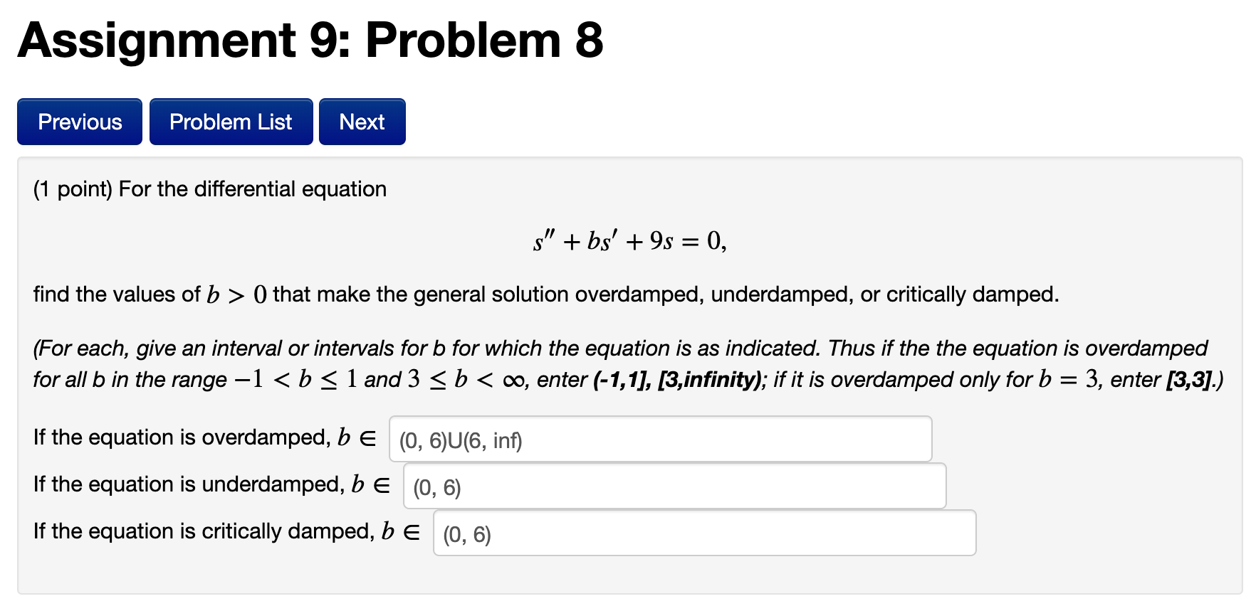 Solved Assignment 9 Problem 8 Previous Problem List Next 1 0807