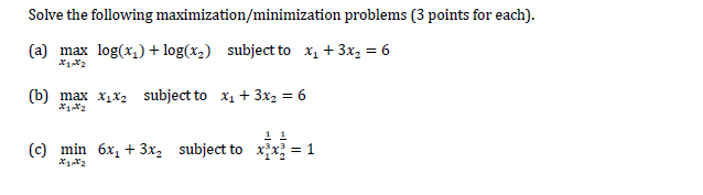 Solved Solve the following maximization/minimization | Chegg.com