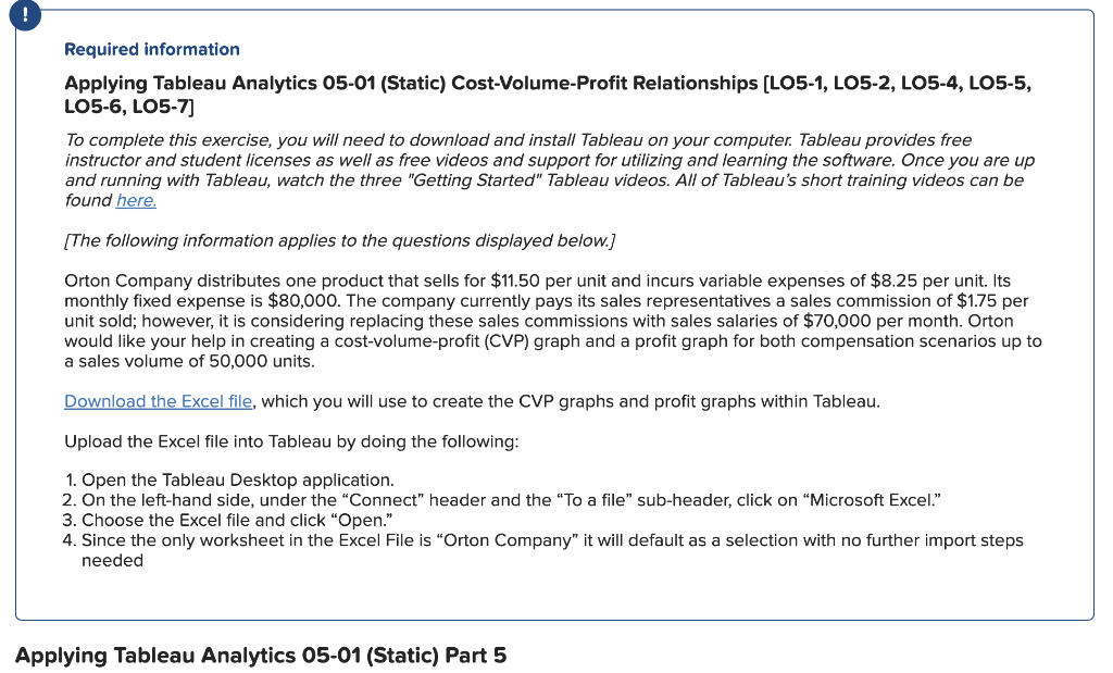 Applying Tableau Analytics 05-01 (Static) | Chegg.com