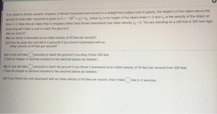 Solved If an object s thrown upward, dropped, or thrown | Chegg.com
