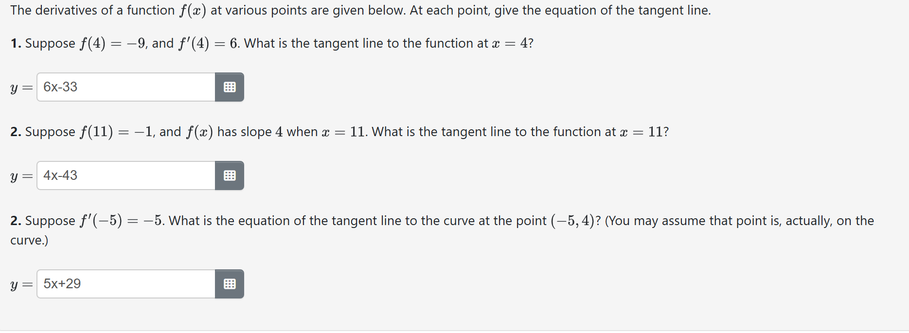 Solved The derivatives of a function f(x) ﻿at various points | Chegg.com
