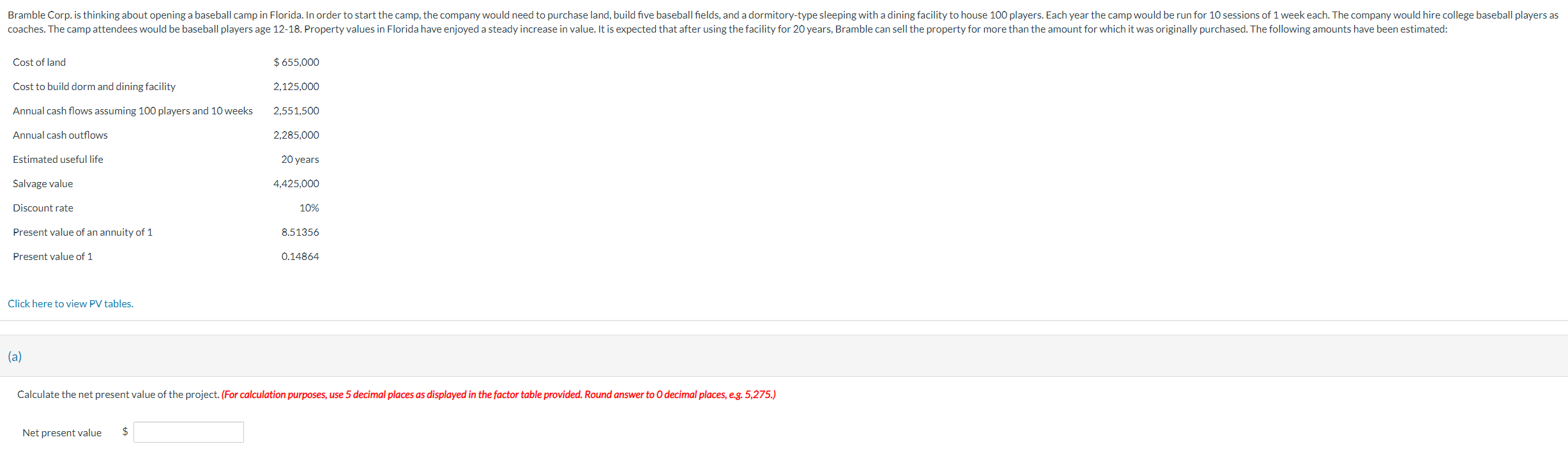 Solved Calculate the net present value of the project. (For | Chegg.com