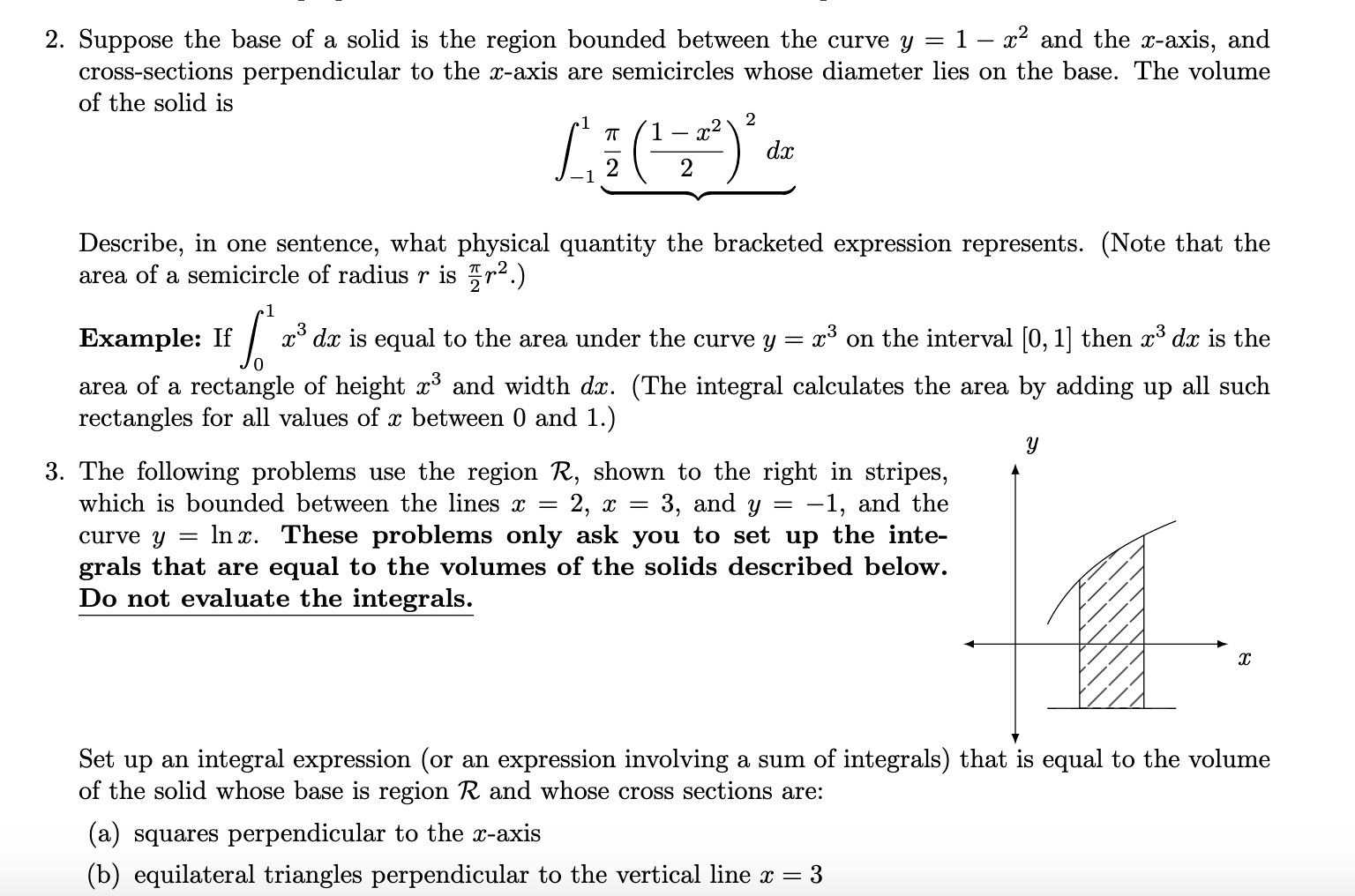 Solved 2. Suppose the base of a solid is the region bounded | Chegg.com