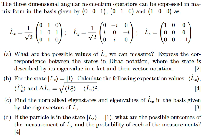Solved The three dimensional angular momentum operators can | Chegg.com