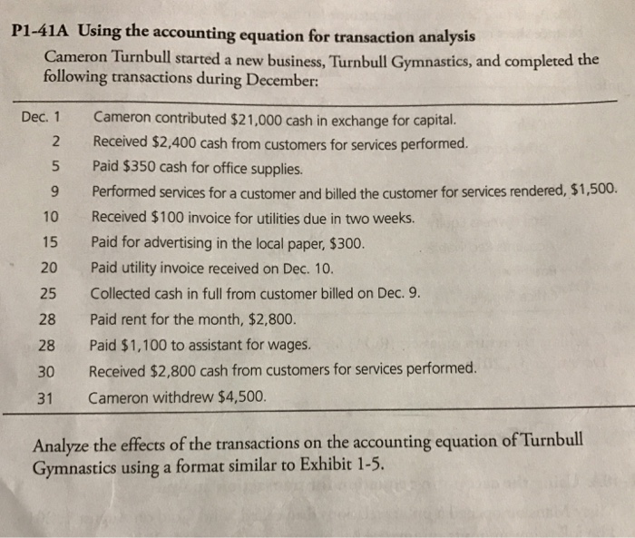 Solved Using The Accounting Equation For Transaction Chegg