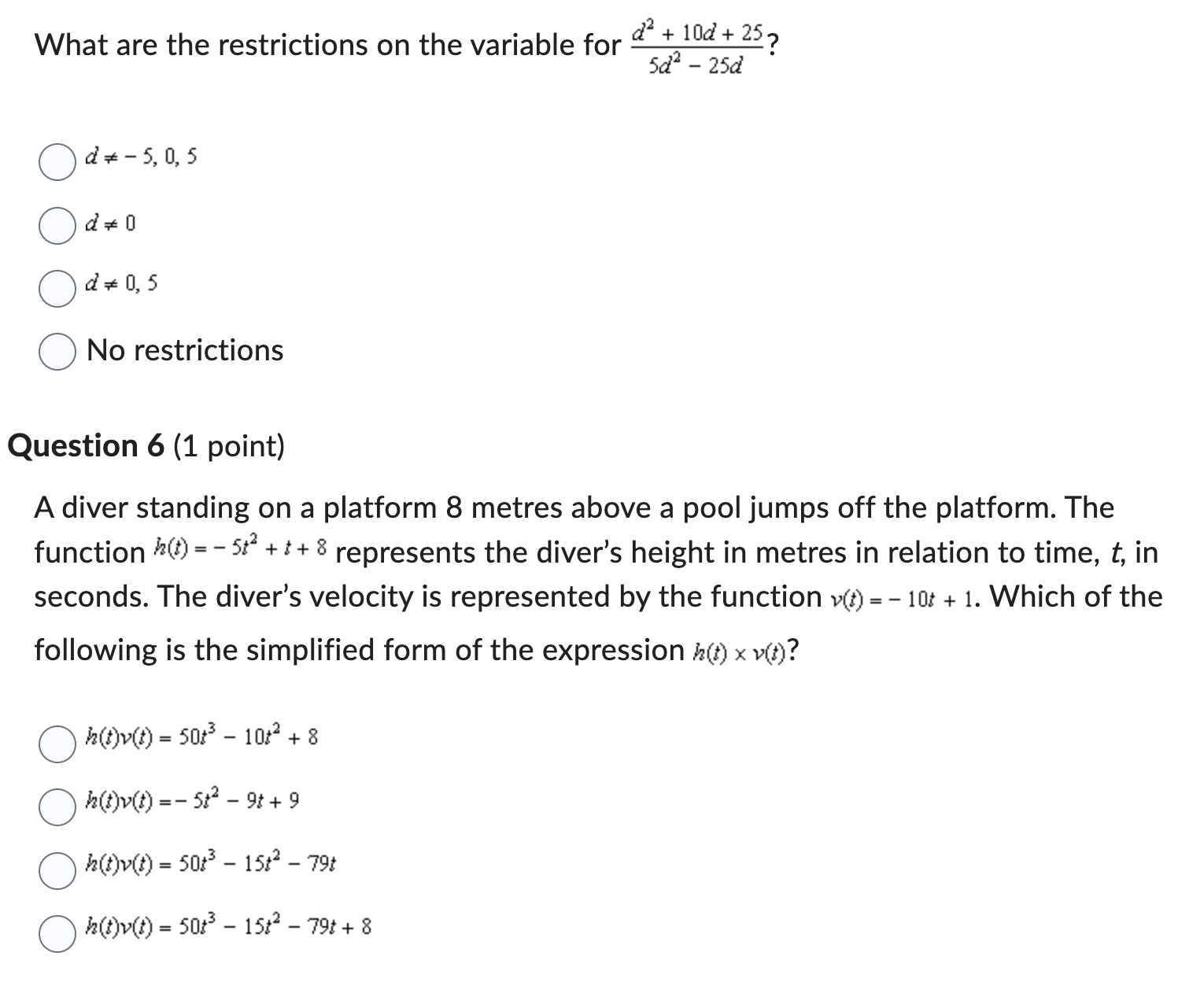 Solved What are the restrictions on the variable for | Chegg.com