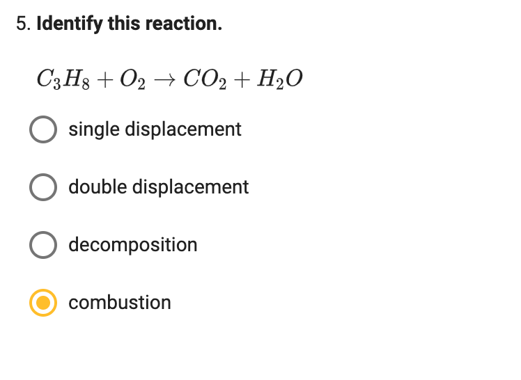 Solved 5. Identify this reaction. C3H2 + O2 + CO2 + H2O | Chegg.com