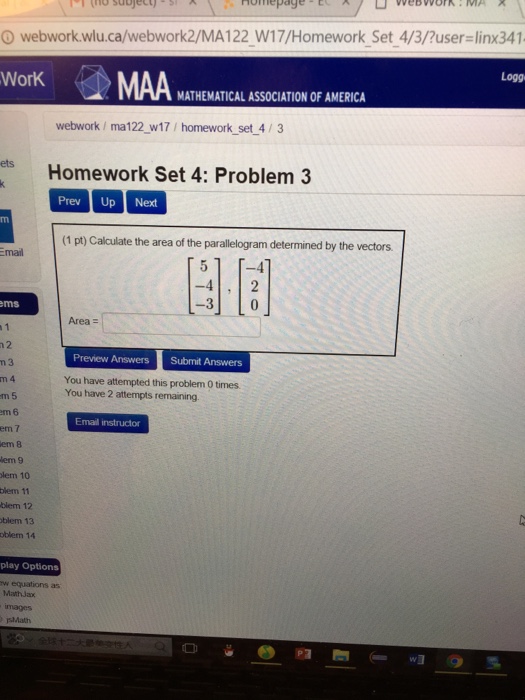 Solved Nu Mathematical Association Of America Webwork Ma122
