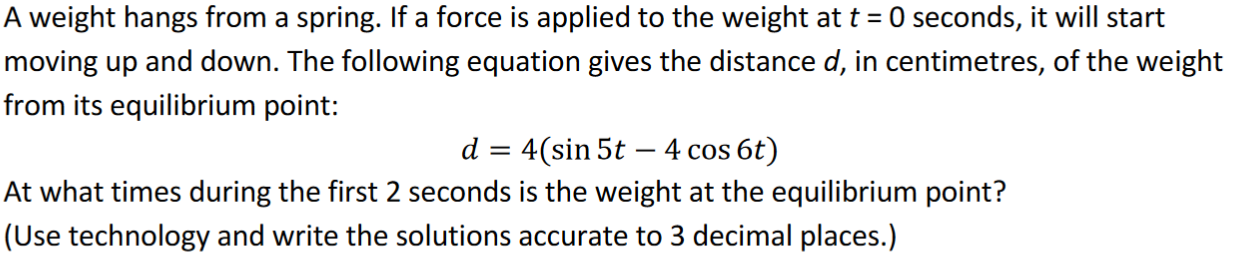 Solved A weight hangs from a spring. If a force is applied | Chegg.com