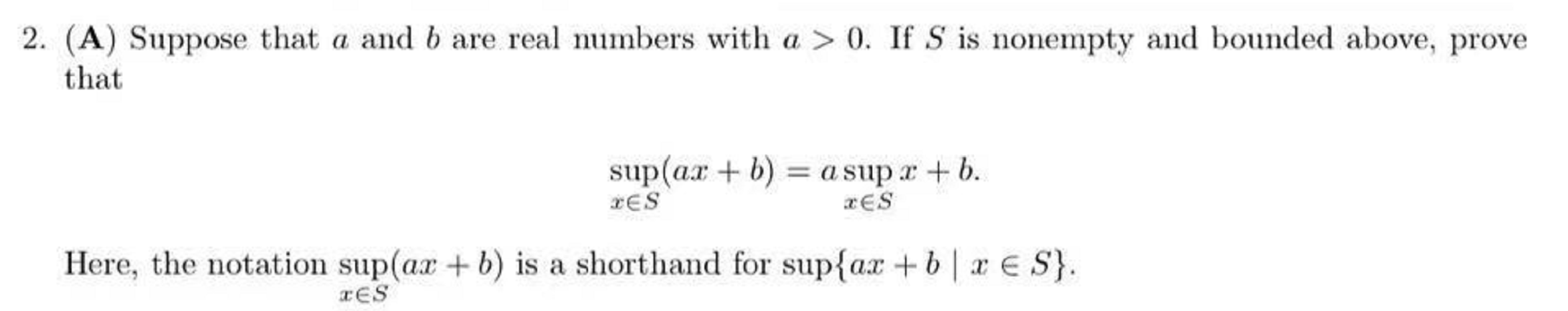 Solved 2. (A) Suppose that a and b are real numbers with a > | Chegg.com
