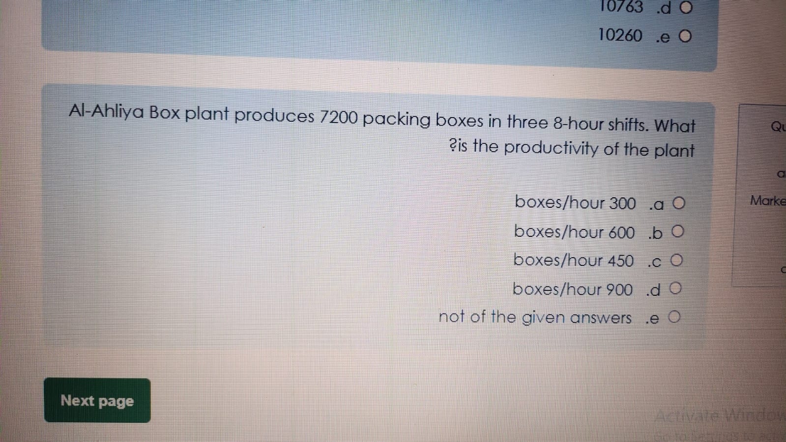 Solved Al-Ahliya Box plant produces 7200 ﻿packing boxes in | Chegg.com