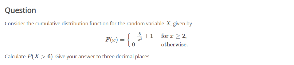 Solved Consider the cumulative distribution function for the | Chegg.com