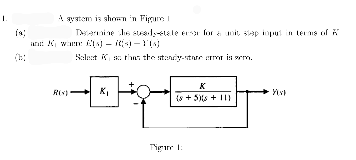 Solved 1. (a) A system is shown in Figure 1 Determine the | Chegg.com