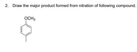 Solved 2. Draw the major product formed from nitration of | Chegg.com