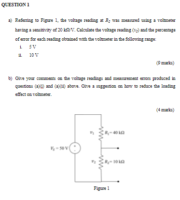 Solved QUESTION 1 a) Referring to Figure 1, the voltage | Chegg.com