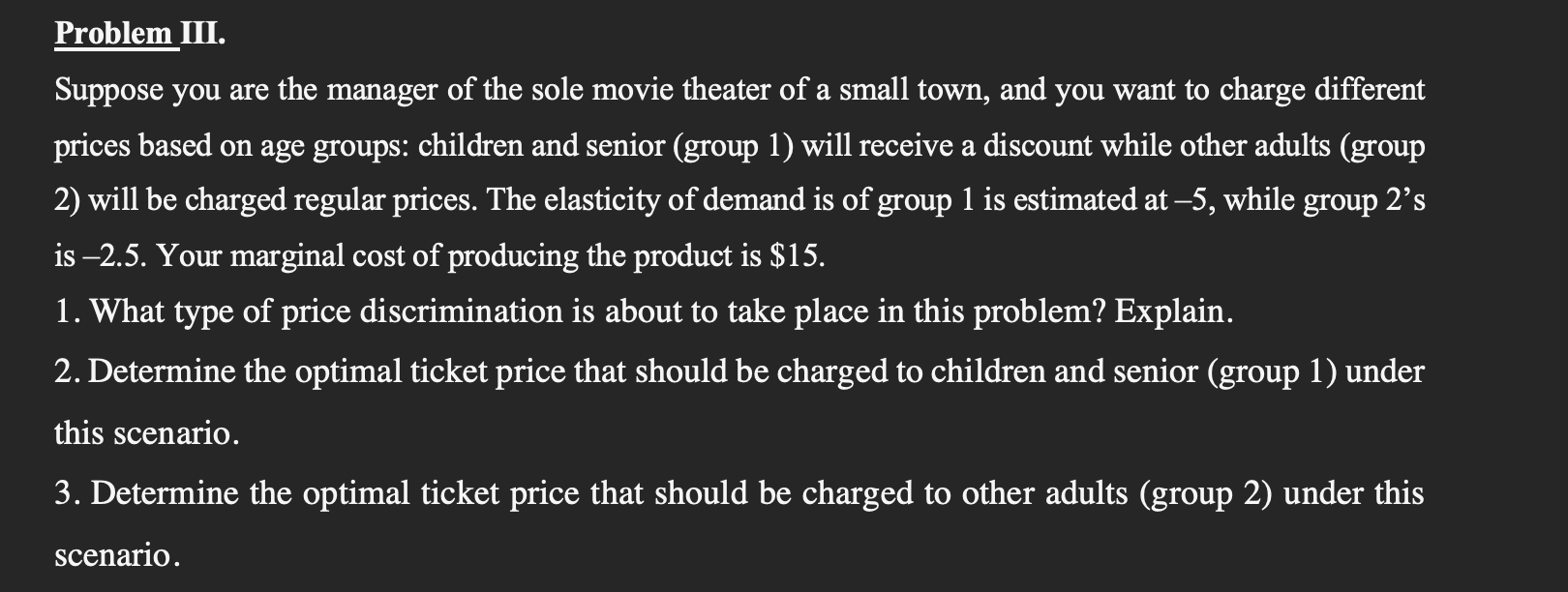 Solved Problem III. Suppose you are the manager of the sole | Chegg.com