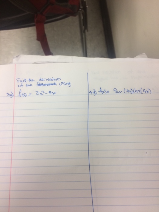 Solved Find the derivative of the using a) f(c) = zx^2 - 5x | Chegg.com