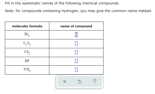 Solved Fill in the systematic names of the following | Chegg.com
