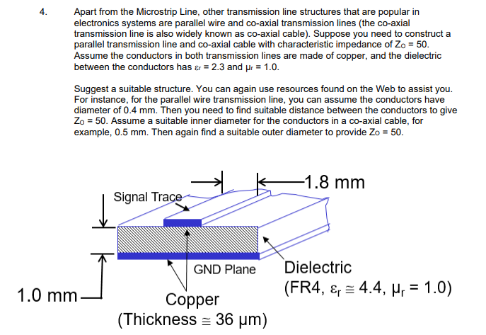 Solved 4. Apart from the Microstrip Line, other transmission | Chegg.com