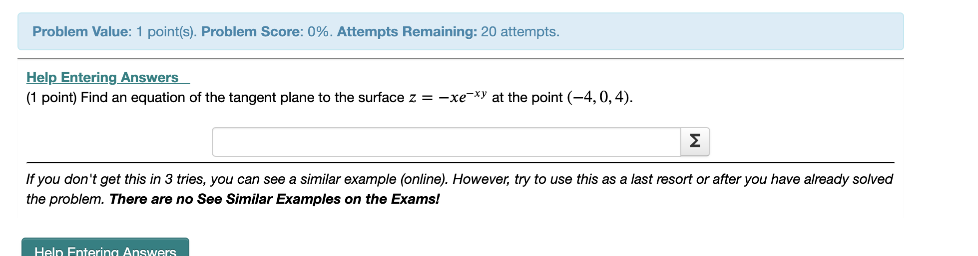 Solved Help Entering Answers (1 point) Find an equation of | Chegg.com
