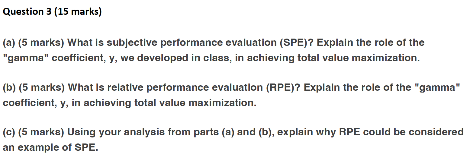 Solved (a) (5 marks) What is subjective performance | Chegg.com