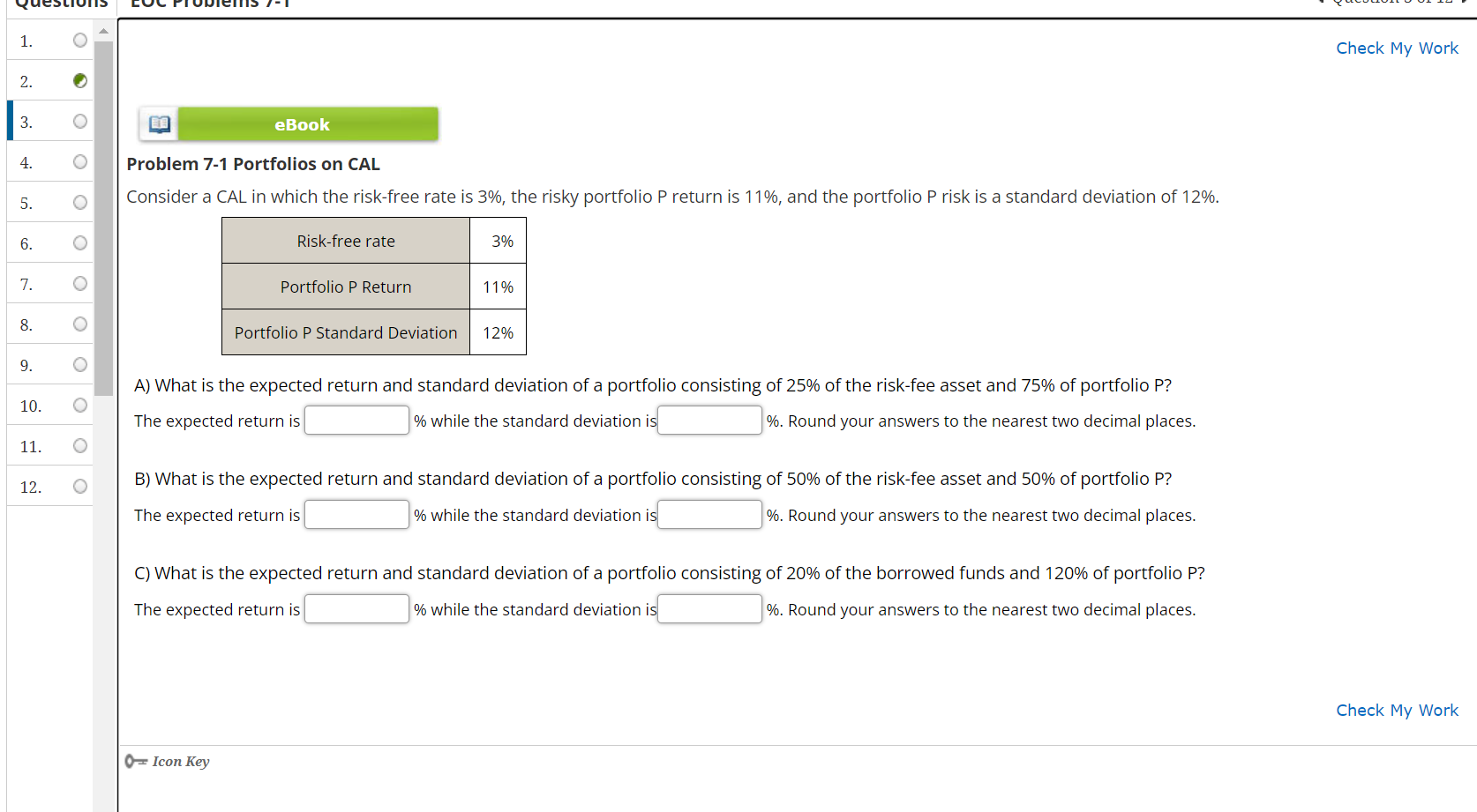 Solved Problem 7-1 Portfolios on CAL Consider a CAL in which | Chegg.com