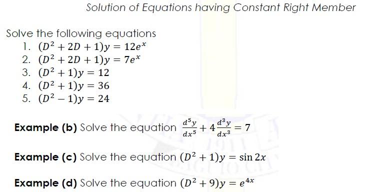 Solved Differential Equations Non Homogeneous