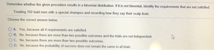 Solved Determine whether the given procedure results in a | Chegg.com