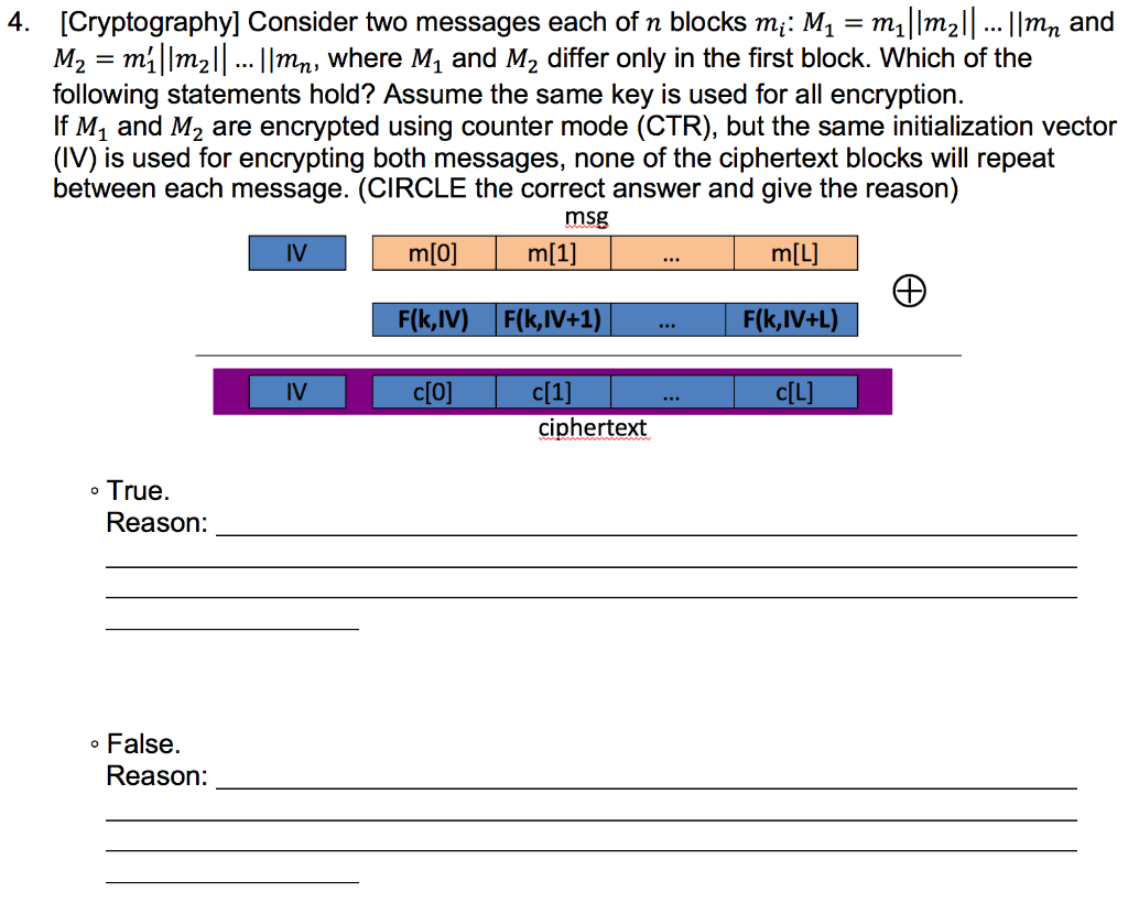 Solved (Cryptography] Consider two messages each of n blocks | Chegg.com