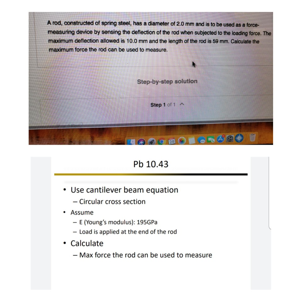 Solved A rod, constructed of spring steel, has a diameter of | Chegg.com