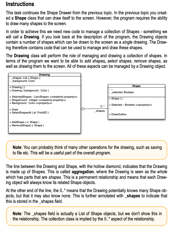 Instructions This task continues the Shape Drawer | Chegg.com