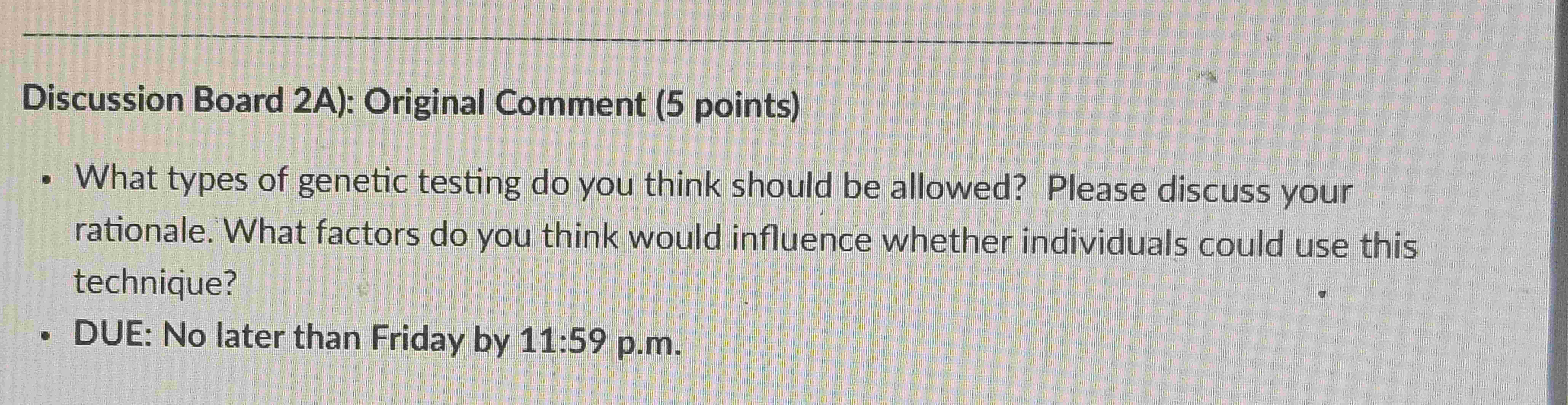 Solved Discussion Board 2A): Original Comment (5 | Chegg.com