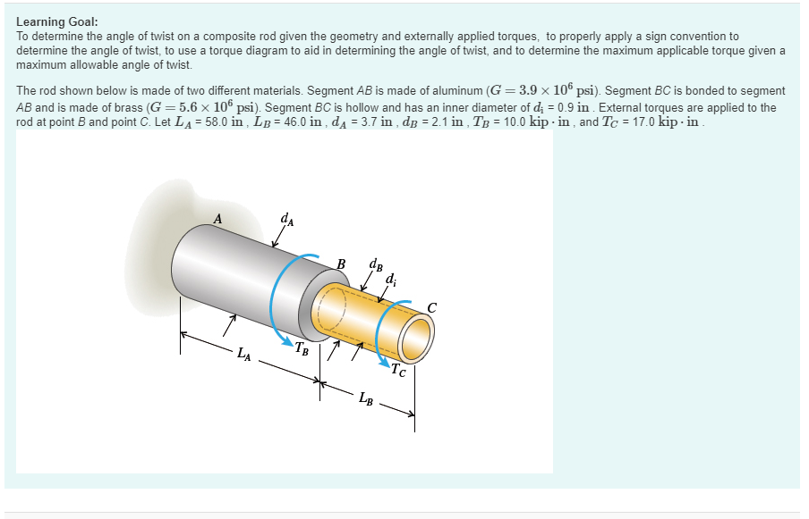 Solved Learning Goal: To determine the angle of twist on a | Chegg.com