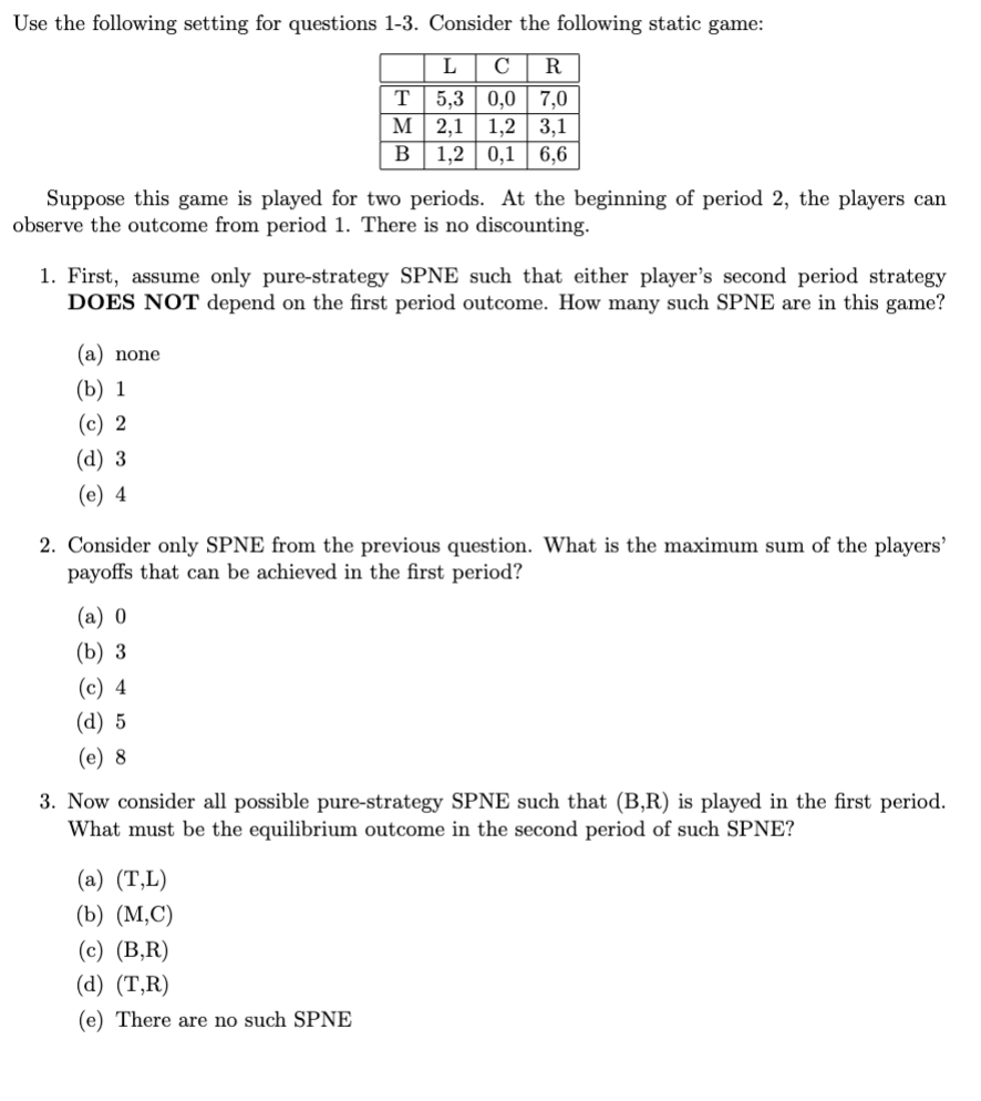 Solved Use the following setting for questions 1-3. Consider | Chegg.com