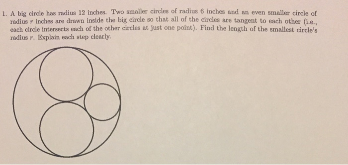 Solved A big circle has radius 12 inches. Two smaller | Chegg.com