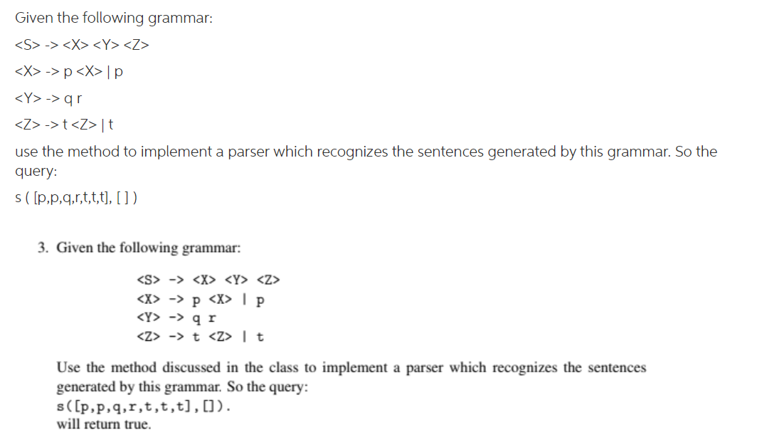 Given the following grammar: -> -> p p ->qr | Chegg.com