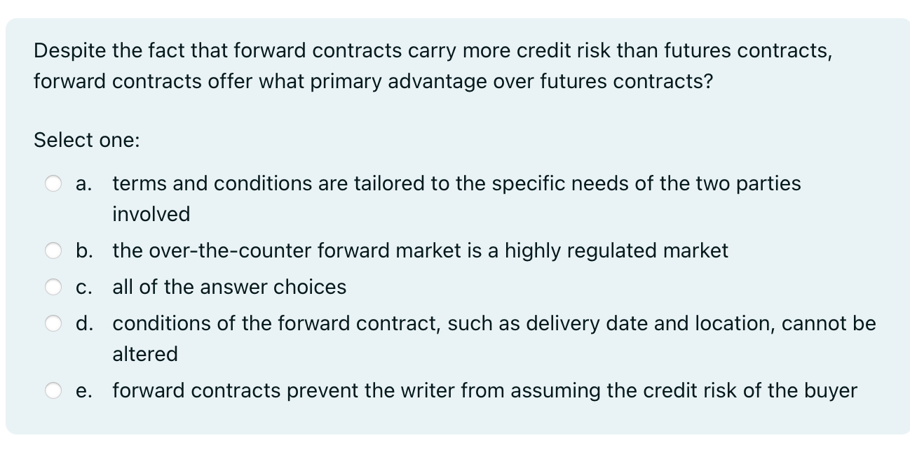 Solved Despite the fact that forward contracts carry more | Chegg.com