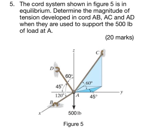 Solved 5. The cord system shown in figure 5 is in | Chegg.com