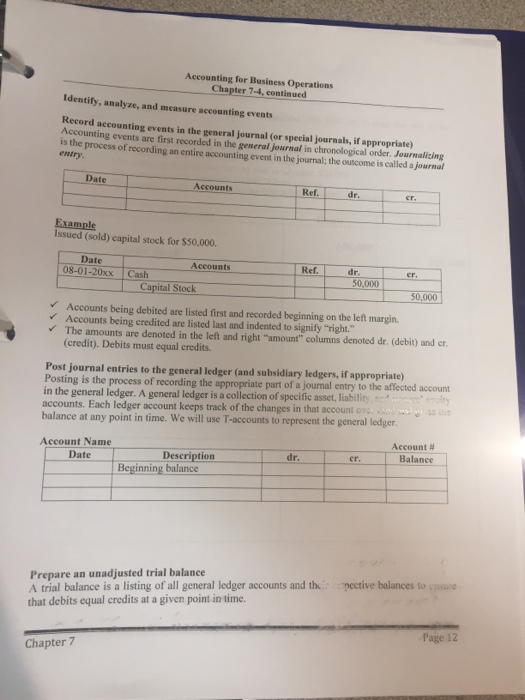 Accounting events are first records in the general | Chegg.com