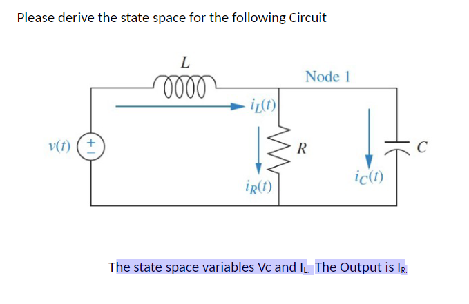 Solved Please derive the state space for the following | Chegg.com