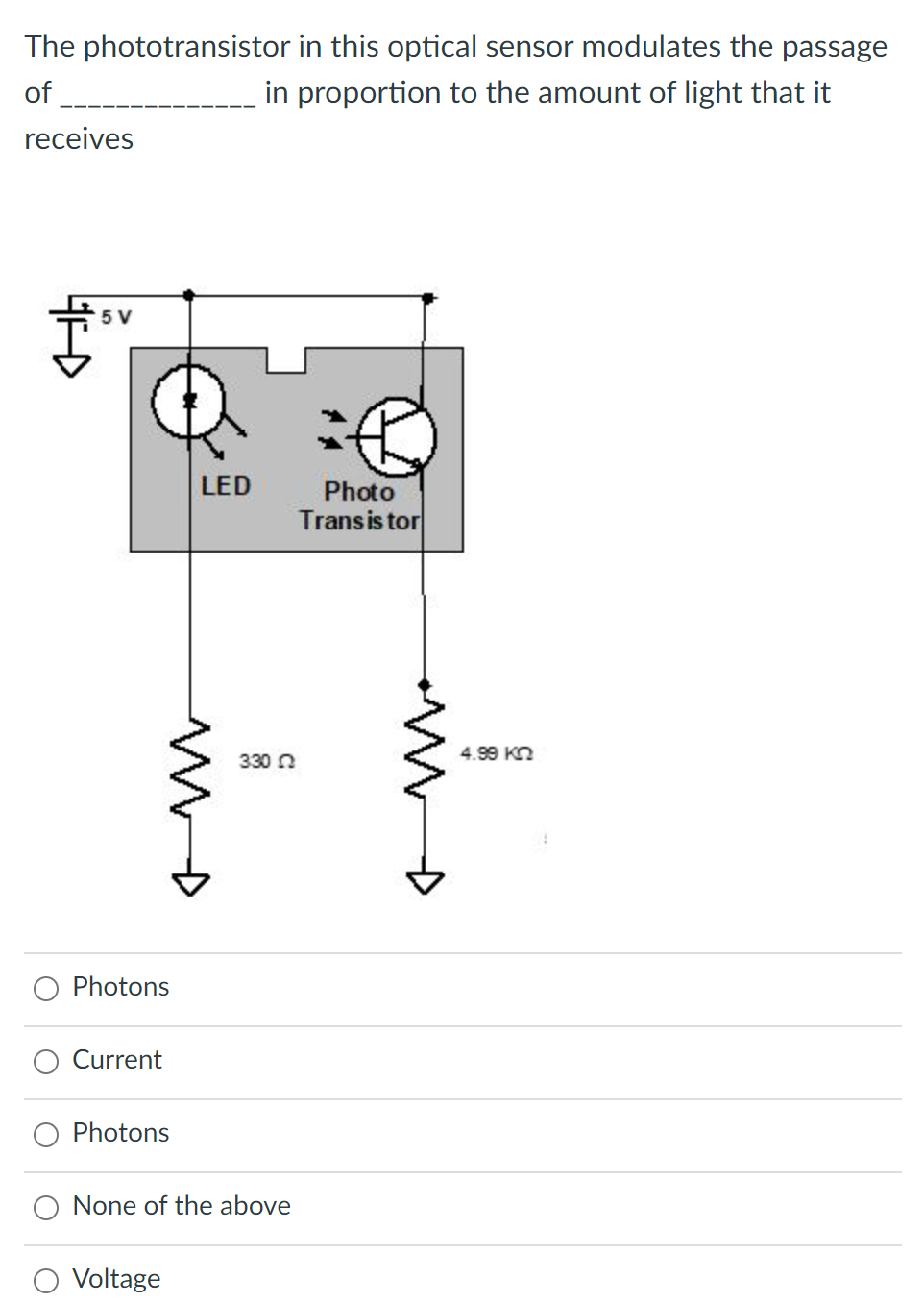 Solved The phototransistor in this optical sensor modulates | Chegg.com